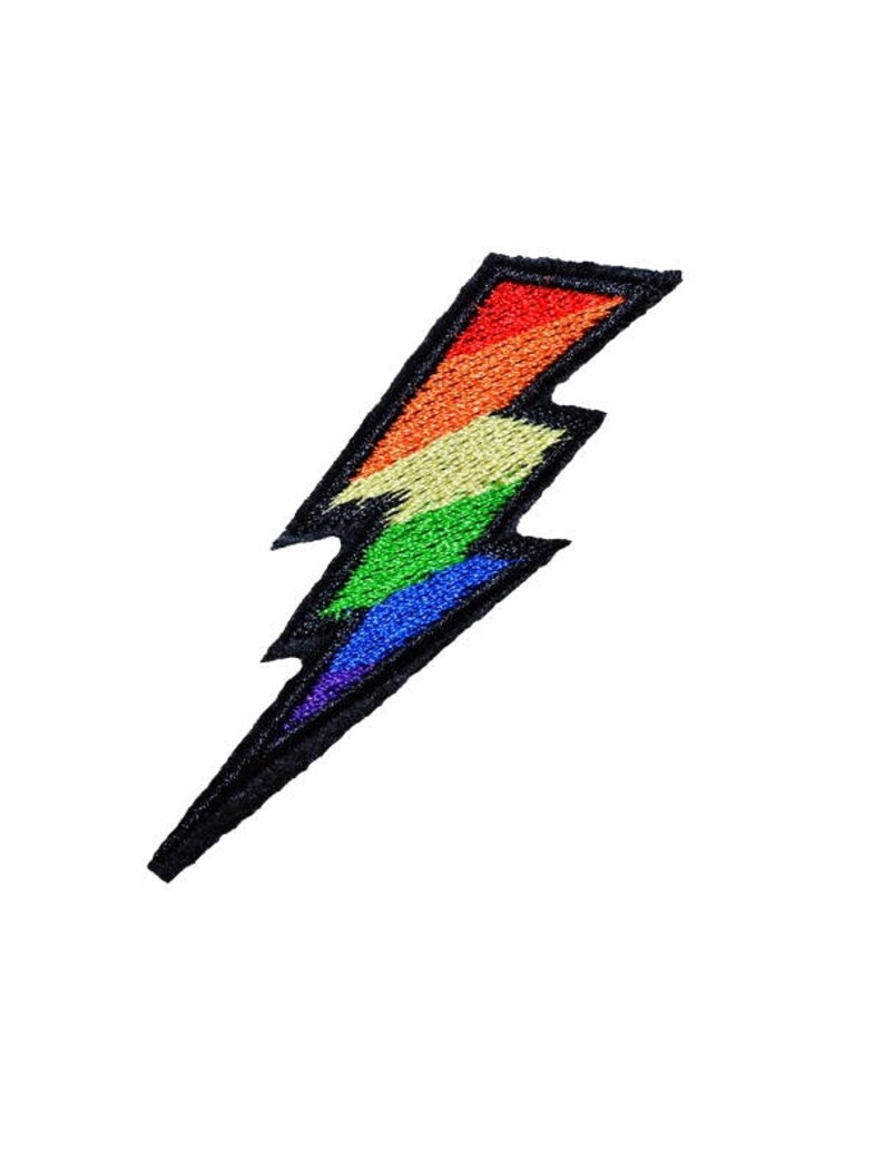 3.5" Rainbow Lightning Bolt Iron on Patch - Etsy