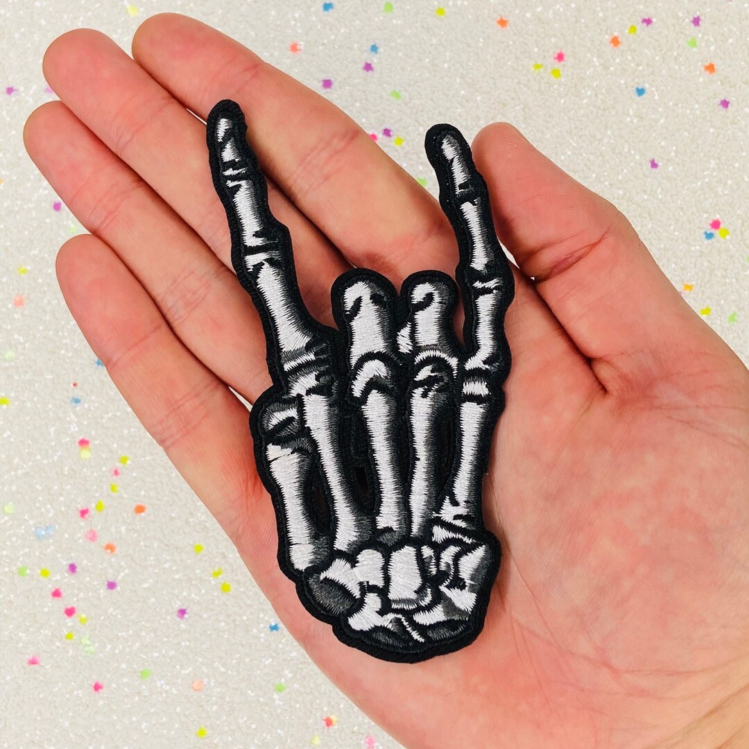 4.8 Skeleton Hand Devil Horns Iron on Patch - Etsy