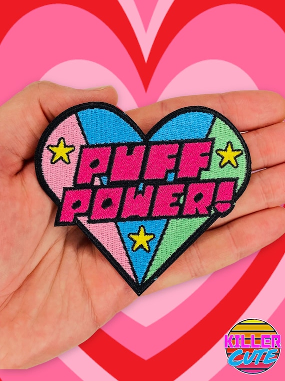 3.5 Puff Power Heart Iron on Patch Diy Embroidered Patch - Etsy