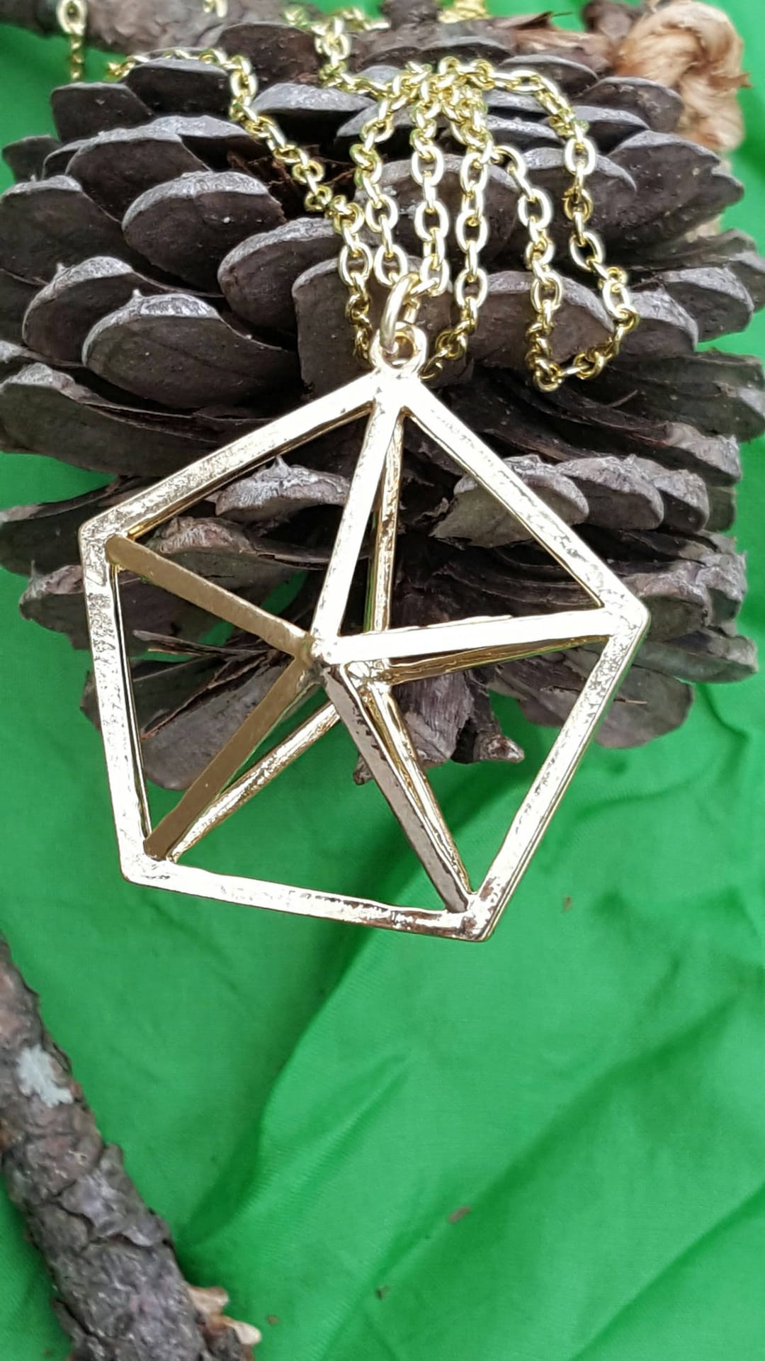 3D Pentagon Necklace, Pentagon Pendant, Pentagon, Gold Necklace ...
