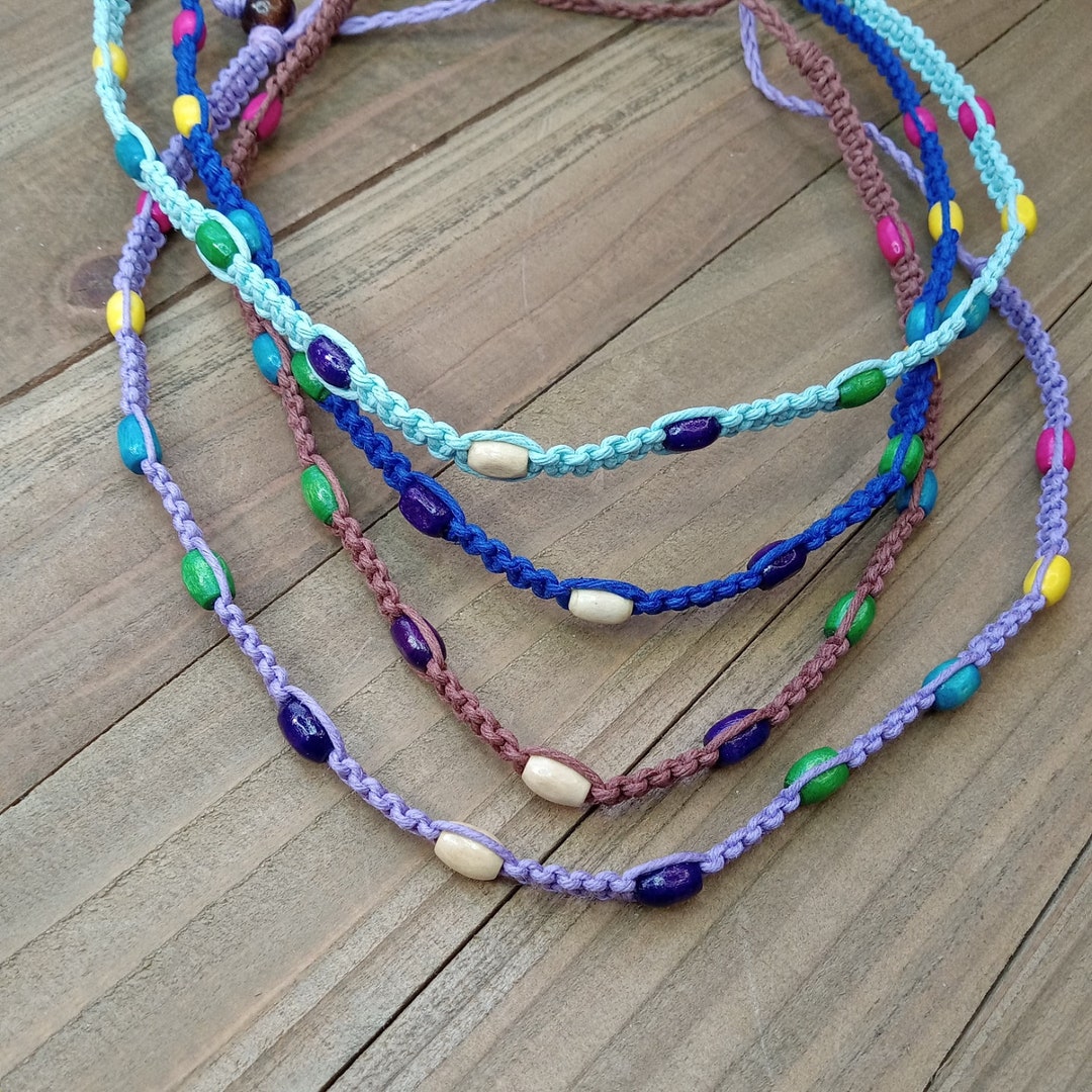 Beaded Hemp Necklace Hemp Choker Necklace Tie on Choker - Etsy
