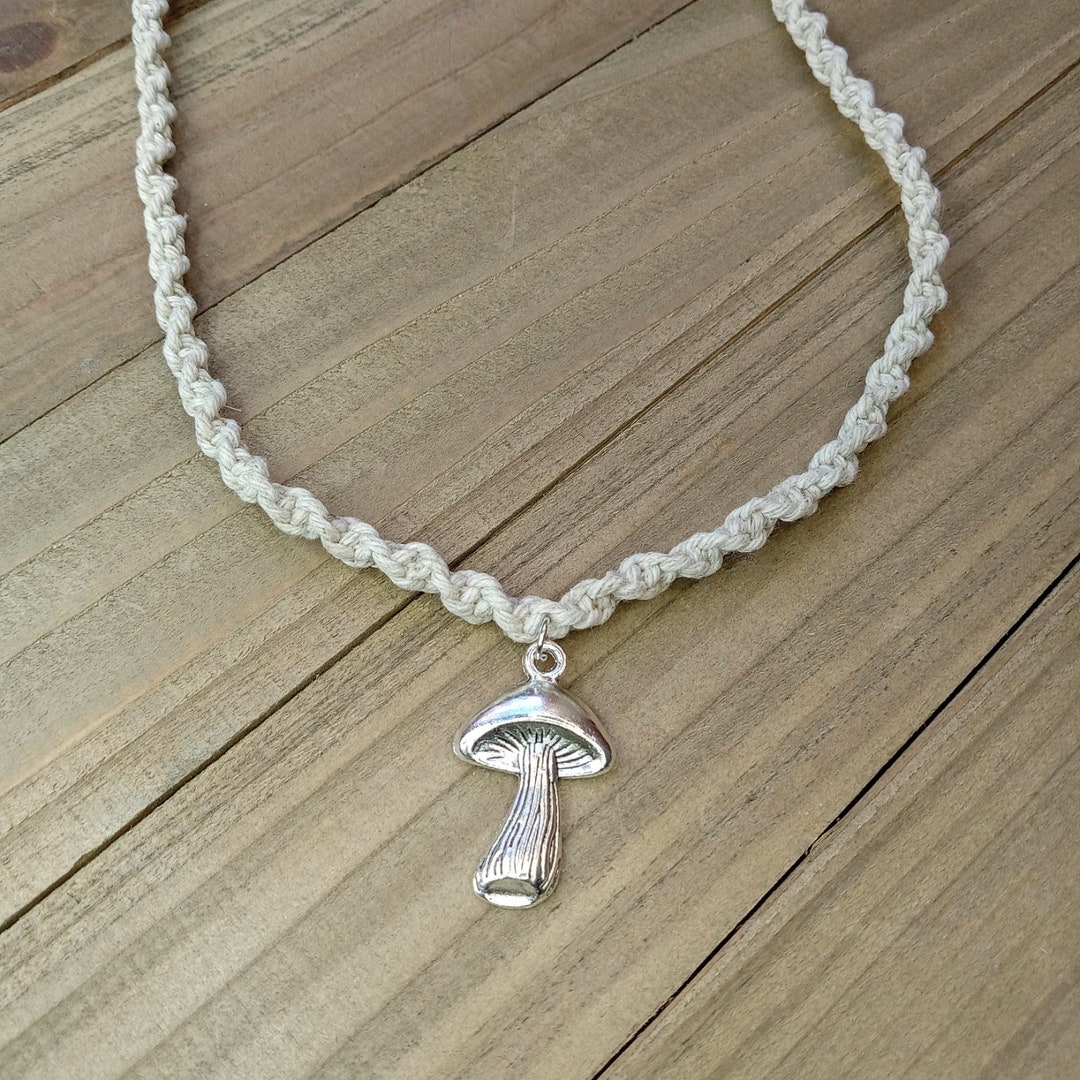 Mushroom Hemp Necklace, Mushroom Necklace, Shroom Charm Jewelry, Hippie ...