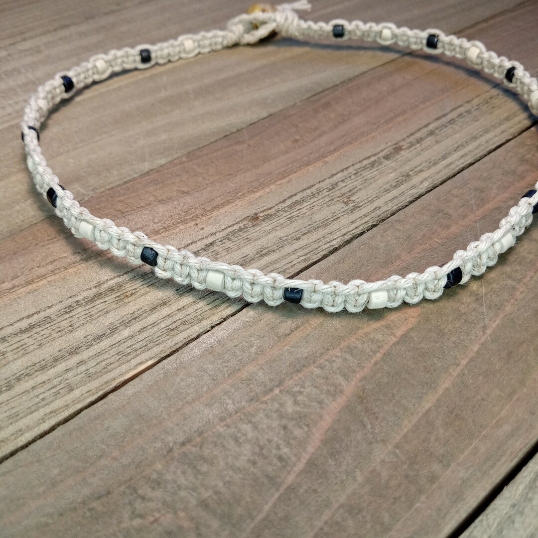Beaded Choker, Hemp Beaded Necklace, Hemp Choker Necklace, Simple ...