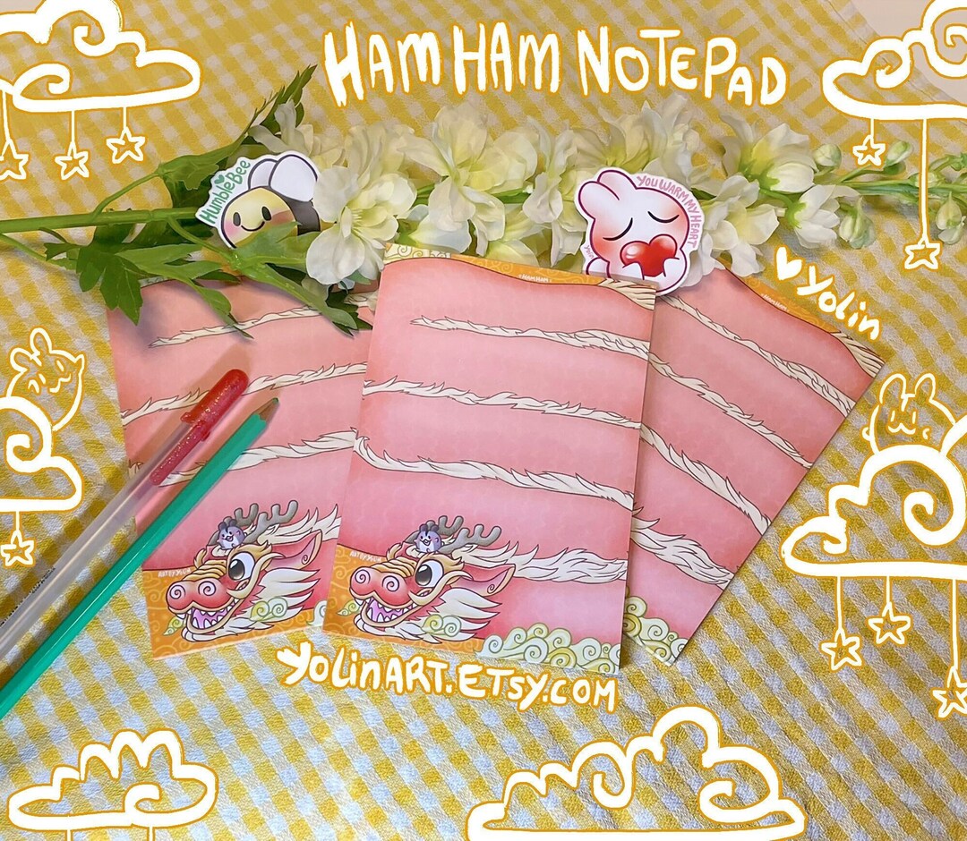 Notepad A6 HAM HAM Red Dragon | Cute Fantasy Hamster Art Stationary ...