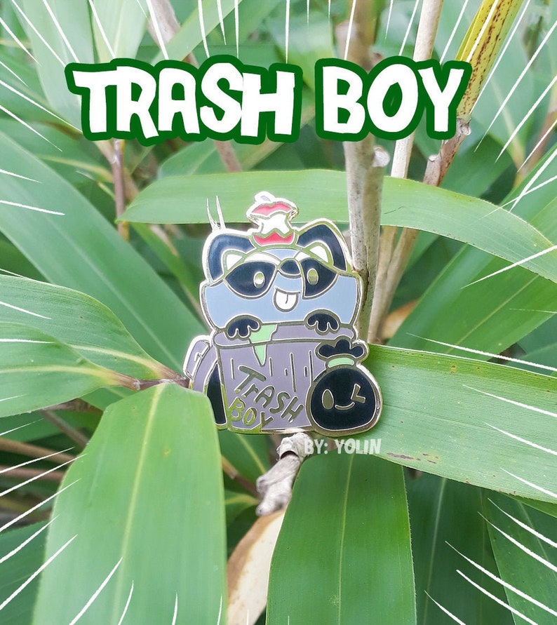 Trash Boy: Happy Round Raccoon Hard Enamel Pin | Etsy