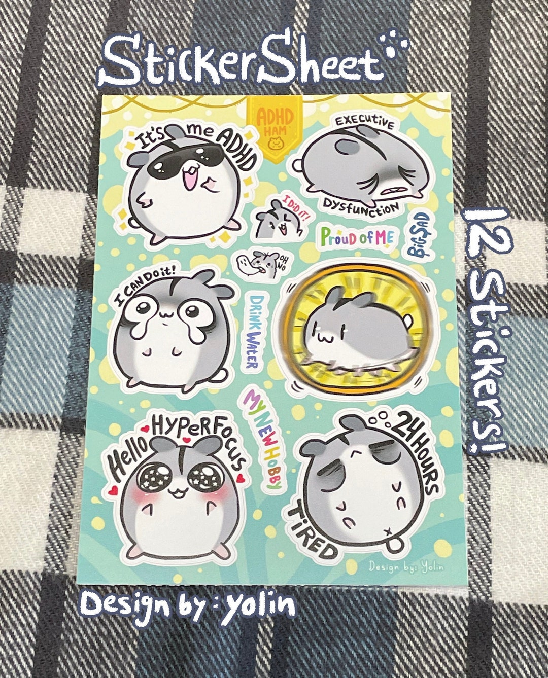 Sticker Sheet It's Me ADHD HAM HAM the Hamster Cute - Etsy