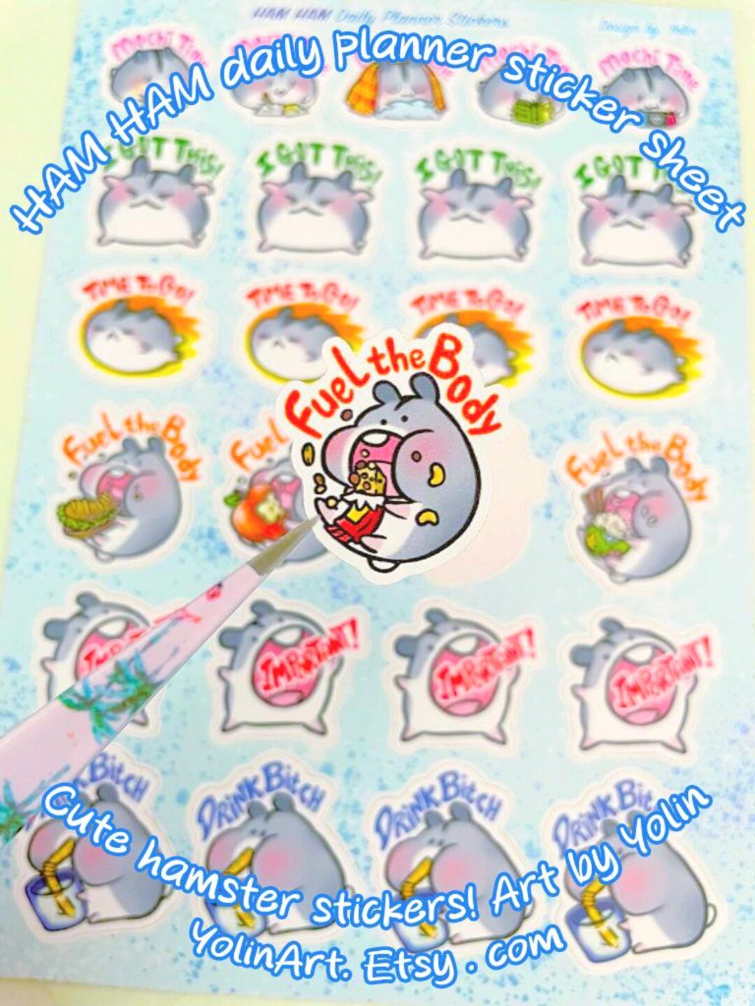 Daily Planner Sticker Sheet HAM HAM the Hamster: Kawaii Art, Life, ADHD ...