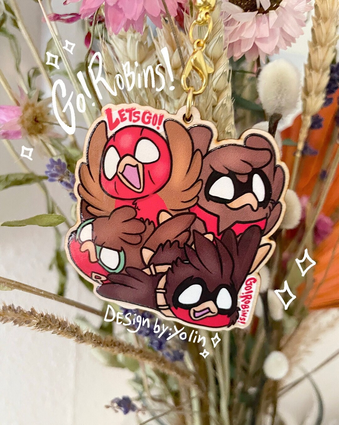 Go!robins! Batfamily Lets Go! Flock of Robins Wooden Charm | Good Luck ...
