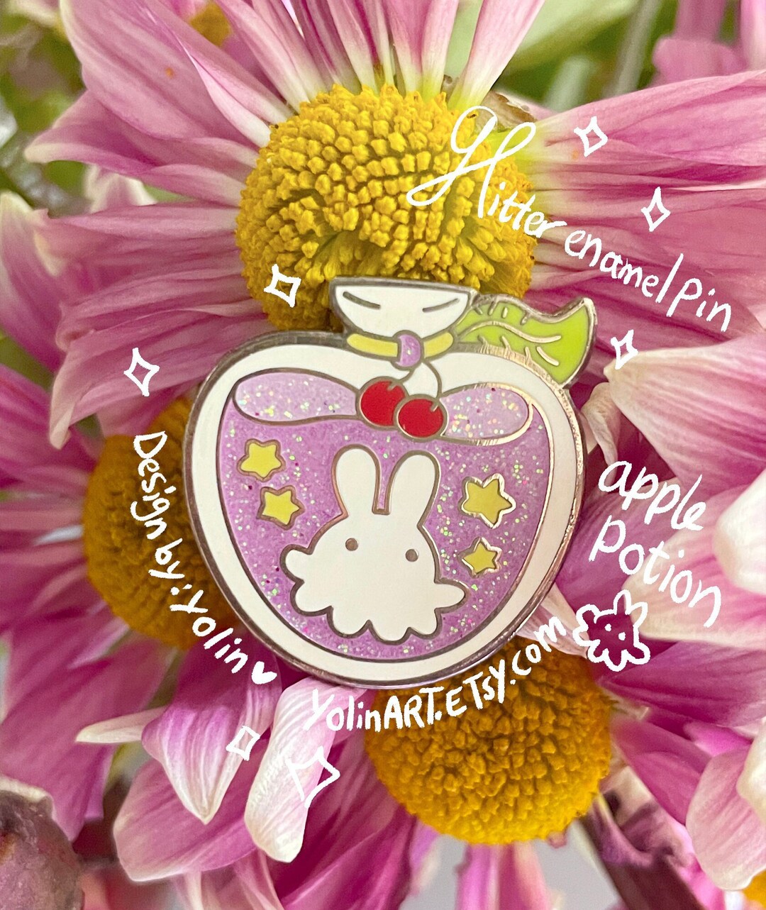Magical Jelly Bunny Potion and Little Stars Glitter Silver Hard Enamel ...