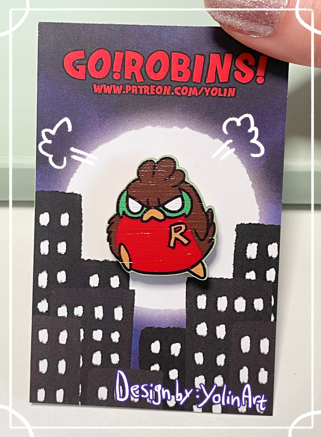 Go!robins! Batfamily Robin Damian | Small Wooden Enamel Pin | Cute ...
