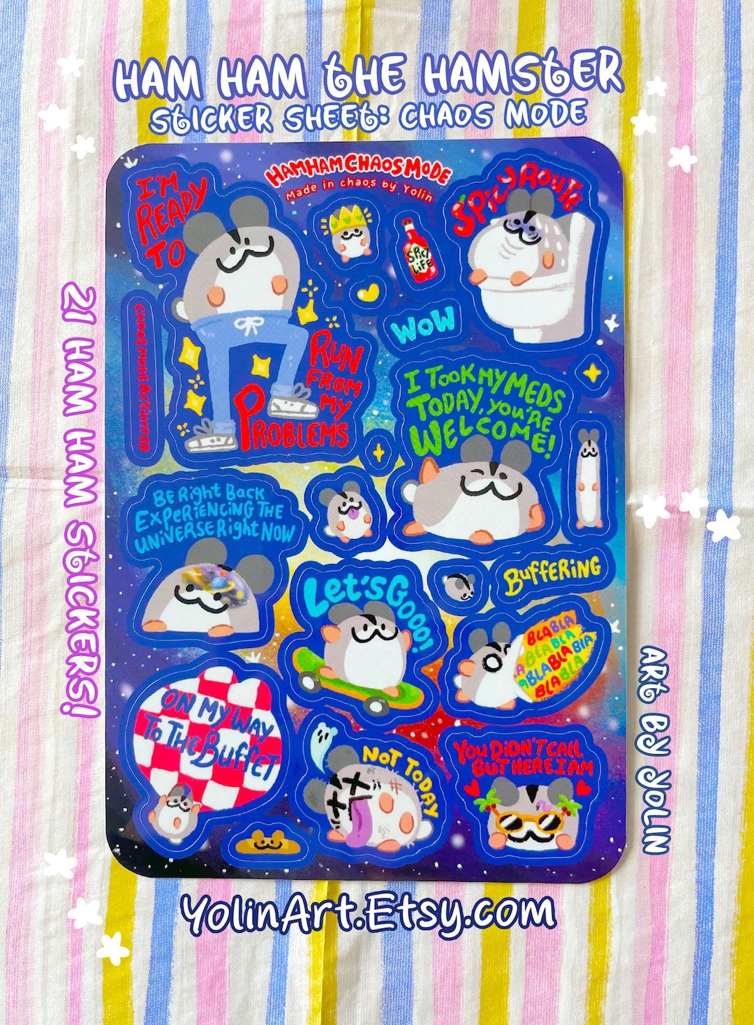 HAM HAM the Hamster Chaos Mode Sticker Sheet: Mental Health, ADHD ...