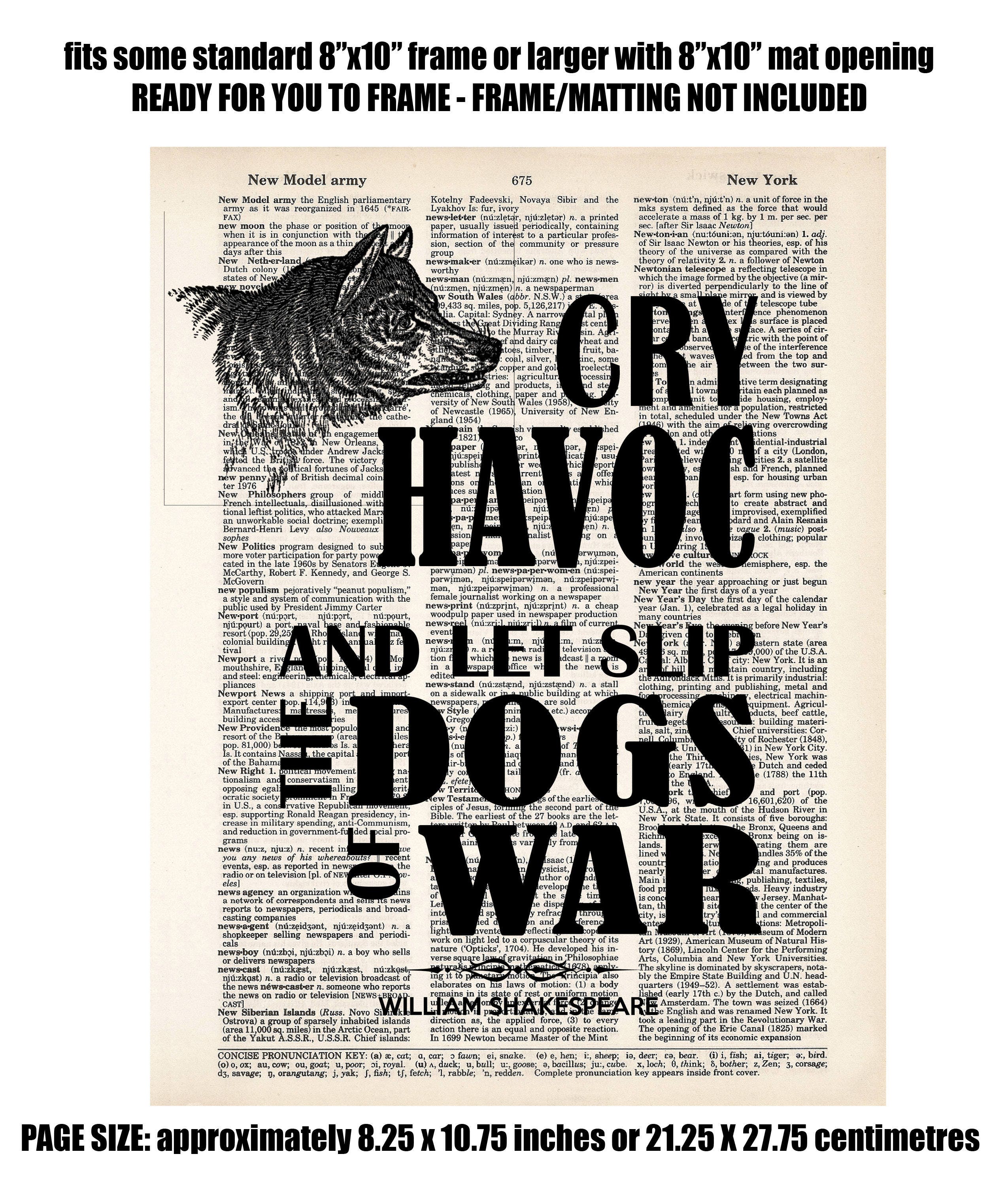 Shakespeare Julius Caesar Cry Havoc and Let Slip the Dogs | Etsy