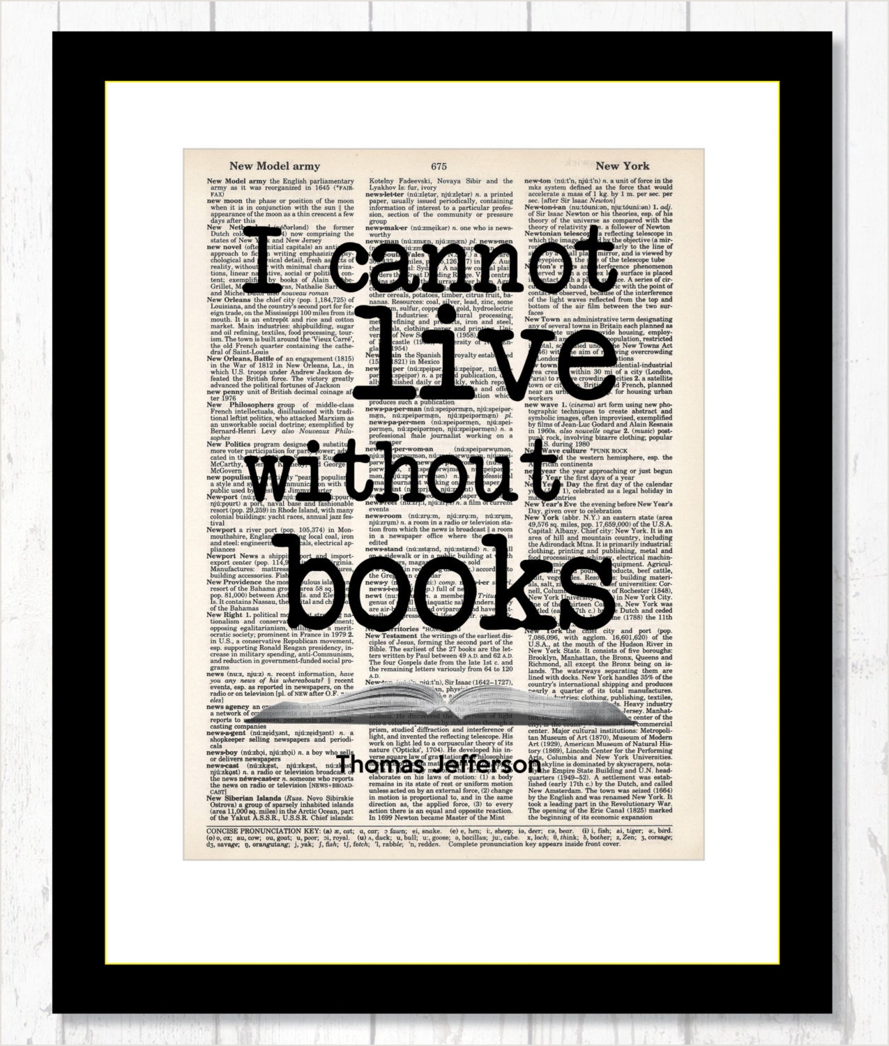 I Cannot Live Without Books Thomas Jefferson Quote Book - Etsy
