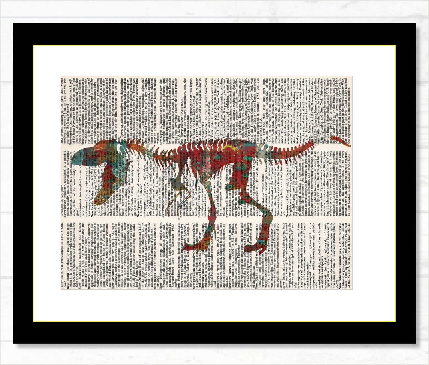 T-rex Skeleton Print With Mono Print TREX Modern Colors - Etsy