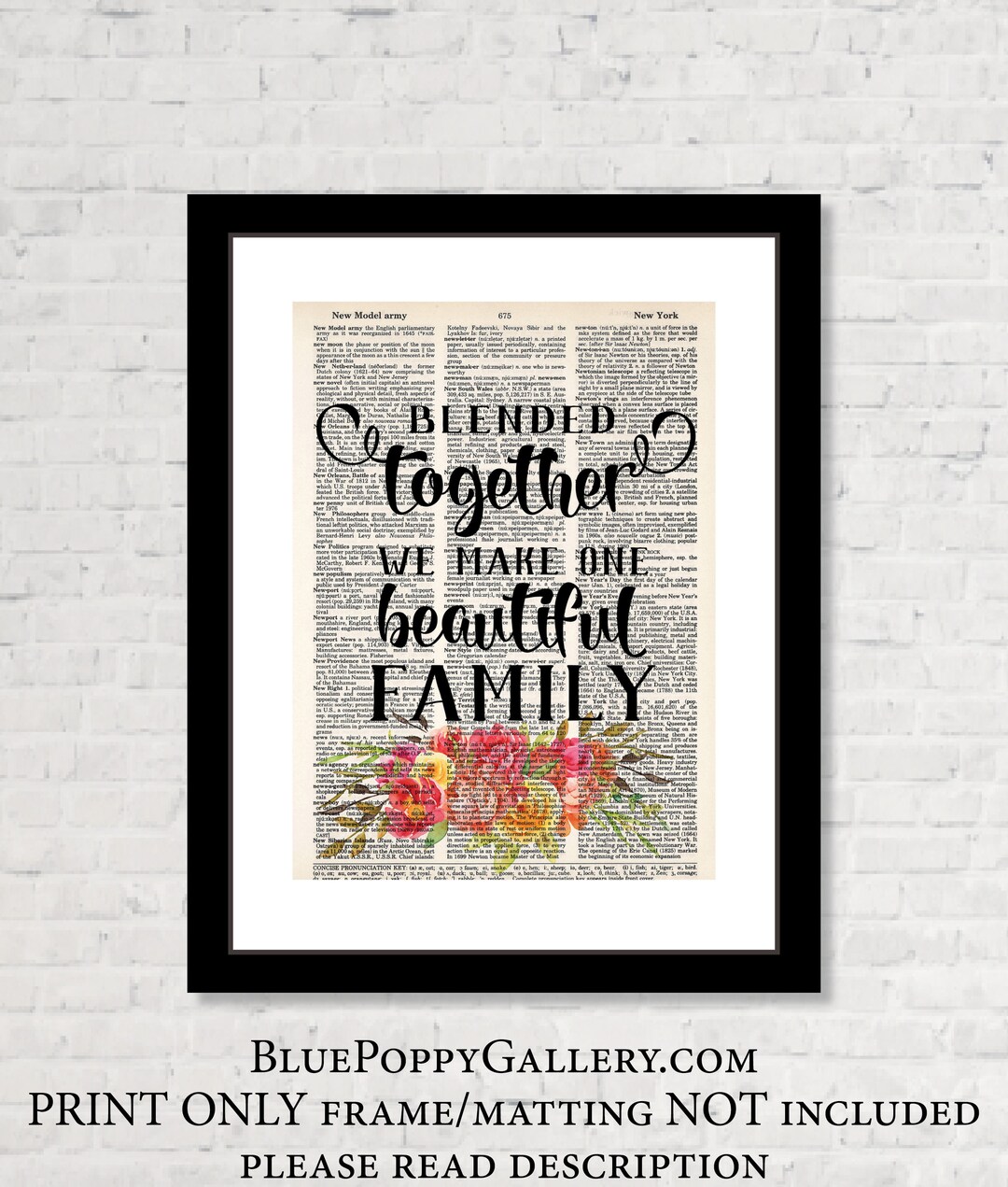 Blended Together We Make One Beautiful Family - Dictionary Page Art ...