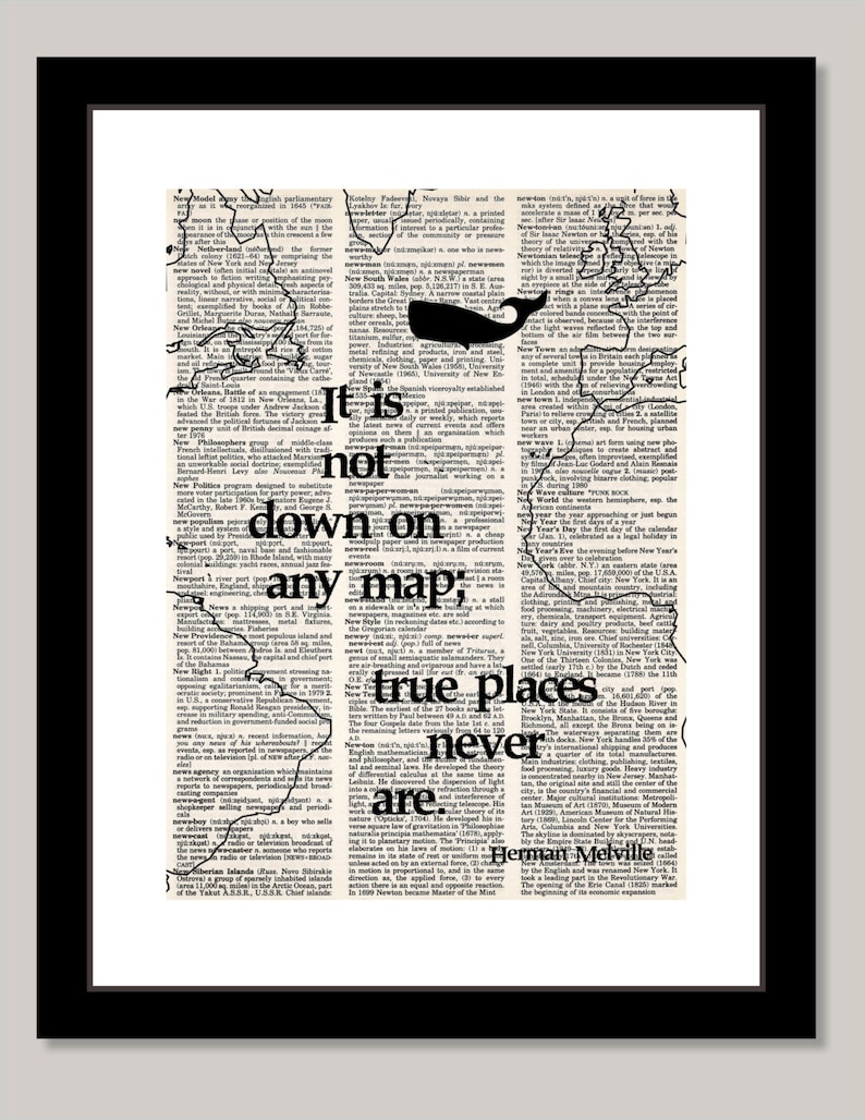 Moby Dick Herman Melville Quote With Map and Whale Its is Not - Etsy