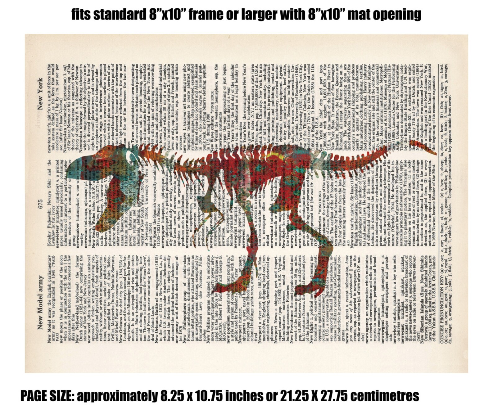 T-rex Skeleton Print With Mono Print TREX Modern Colors - Etsy