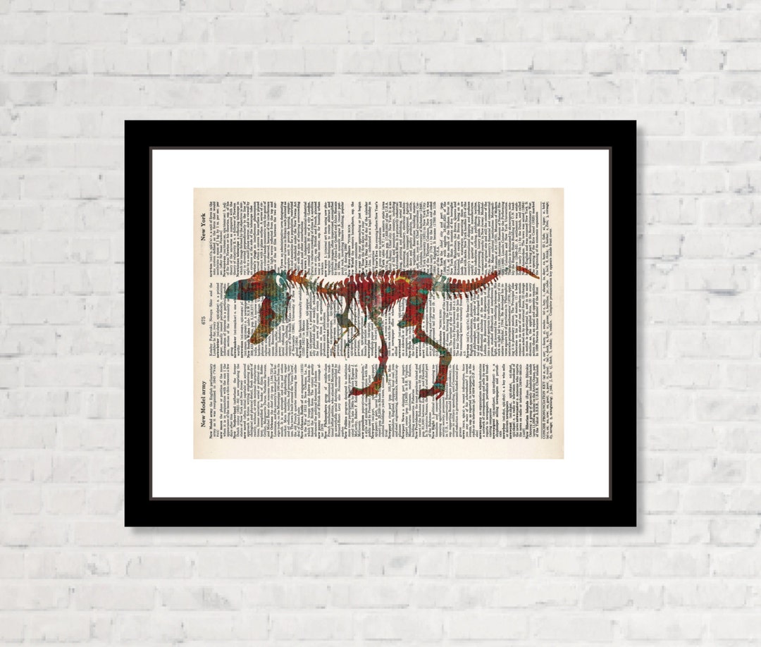 T-rex Skeleton Print With Mono Print TREX Modern Colors Dictionary ...