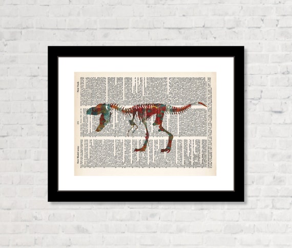 T-rex Skeleton Print With Mono Print TREX Modern Colors | Etsy