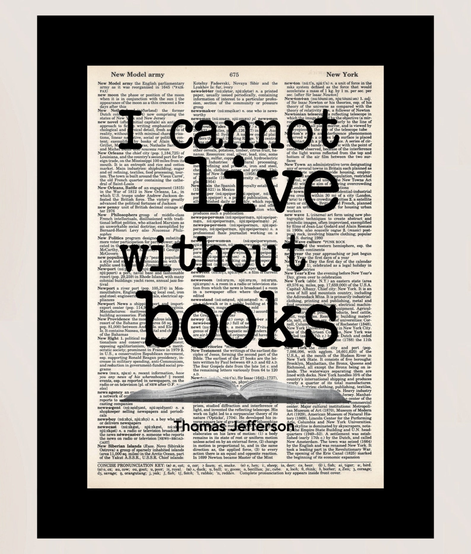 I Cannot Live Without Books Thomas Jefferson Quote Book | Etsy