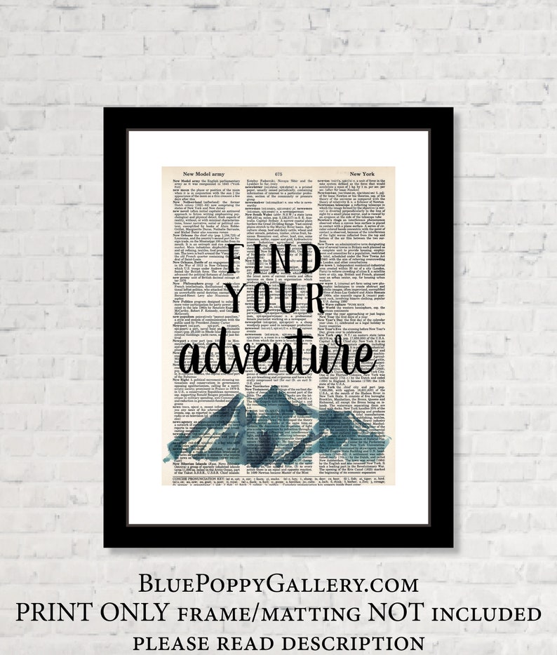 Find Your Adventure Print Mountains Dictionary Print - Etsy