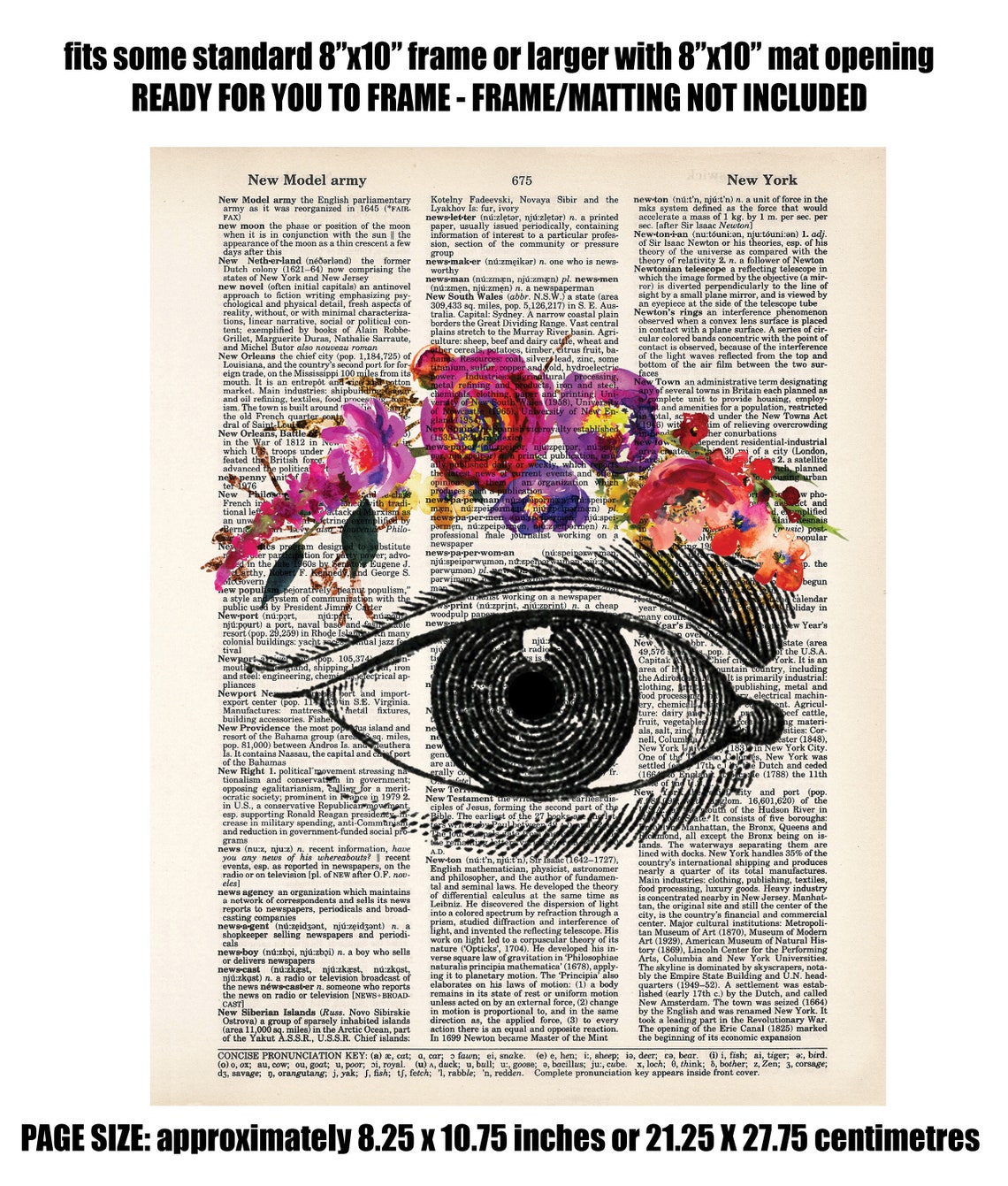 Vintage Eye Etching With Floral Watercolor Eyebrow - Gift for Optician ...
