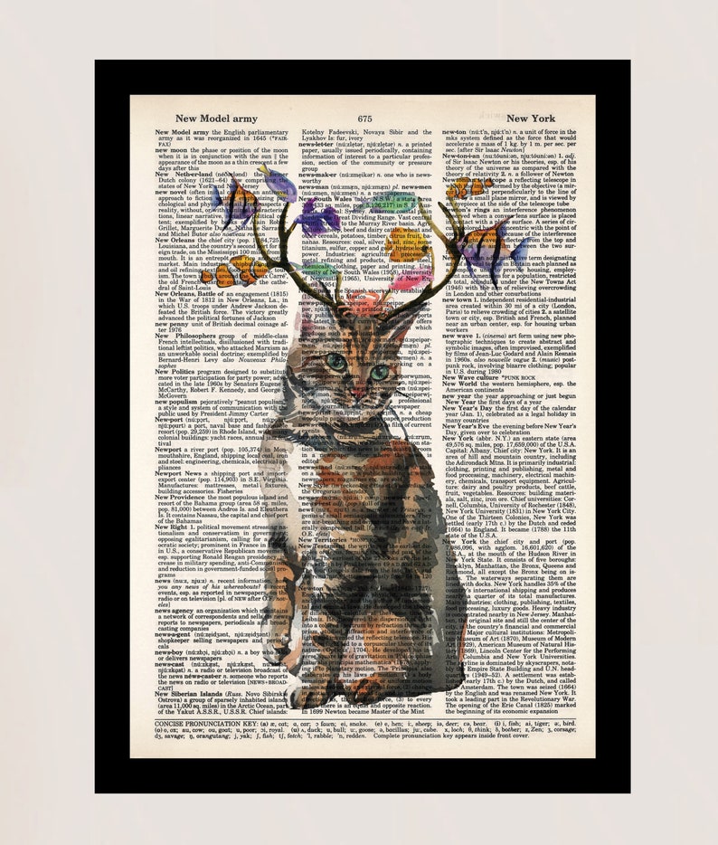 Cat With Antlers and Fish Cat With Fish Antlers Cat Lover - Etsy
