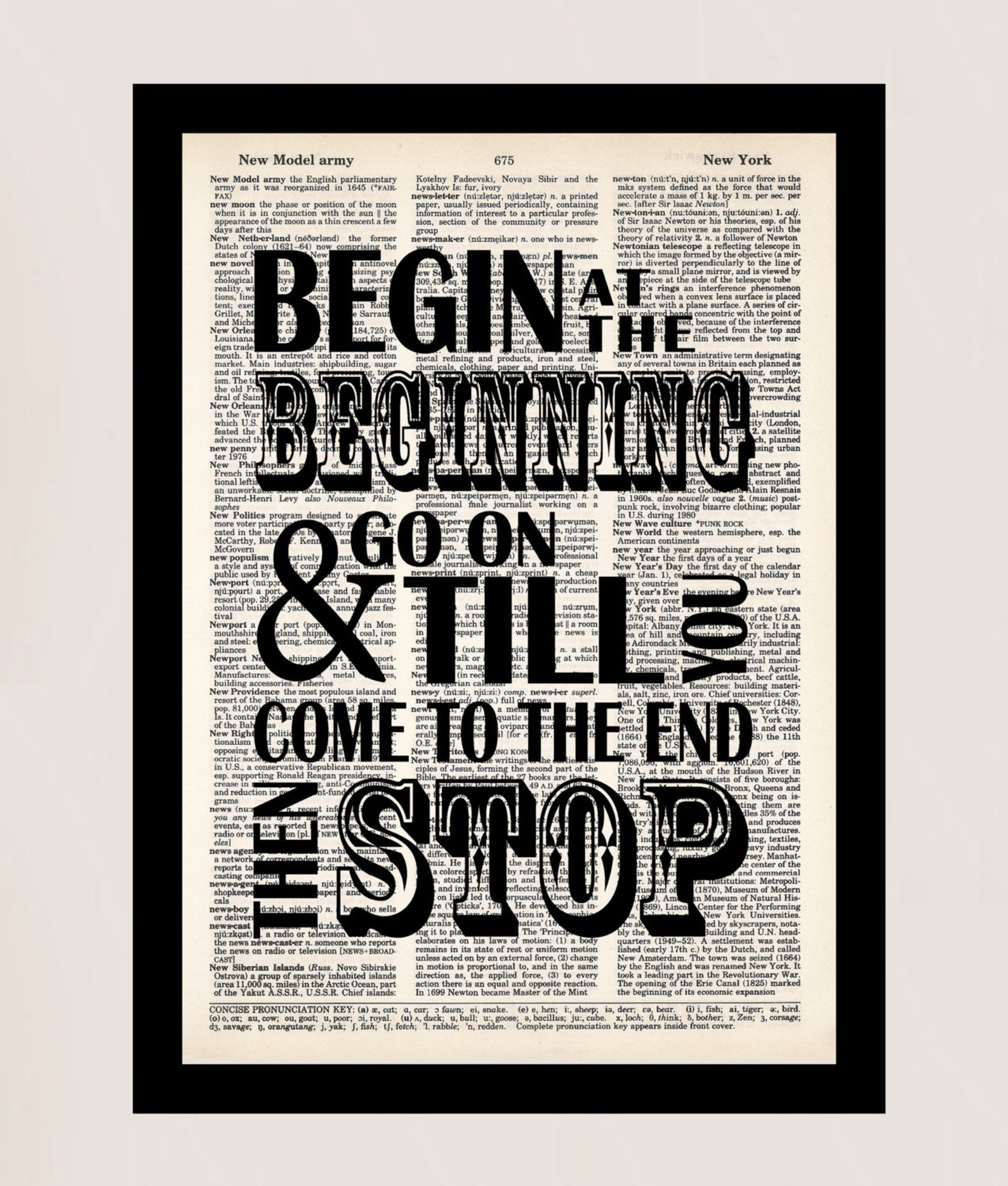 Begin at the Beginning and Go on Till You Come to the End Then - Etsy
