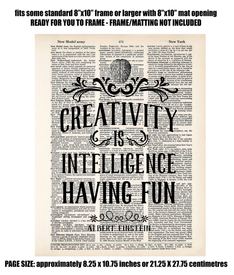 Creativity is Intelligence Having Fun Albert Einstein Quote | Etsy