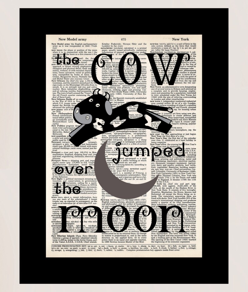 Cow Jumped Over the Moon Nursery Rhyme Nursery Art | Etsy