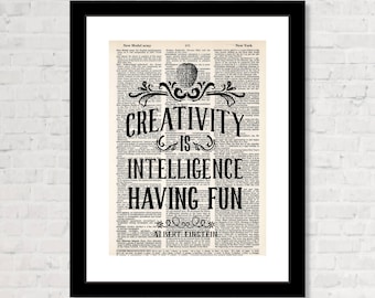 Creativity is Intelligence Having Fun Albert Einstein Art Print Quote ...