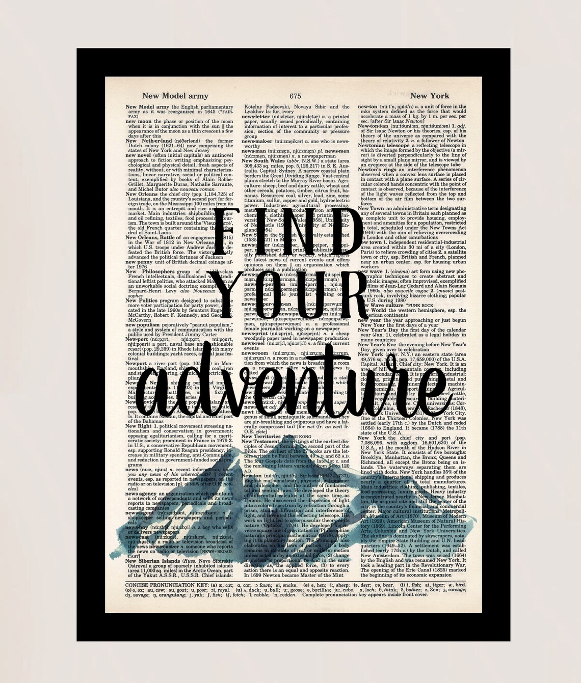Find Your Adventure Print Mountains Dictionary Print | Etsy