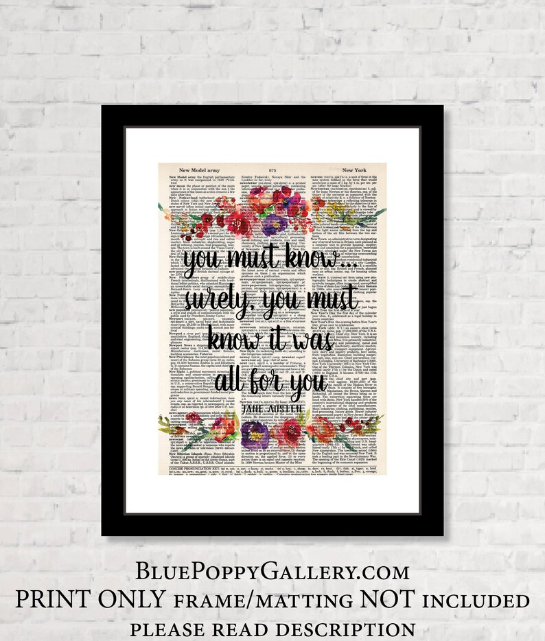 You Must Know Surely You Must Know It Was All For You Jane | Etsy