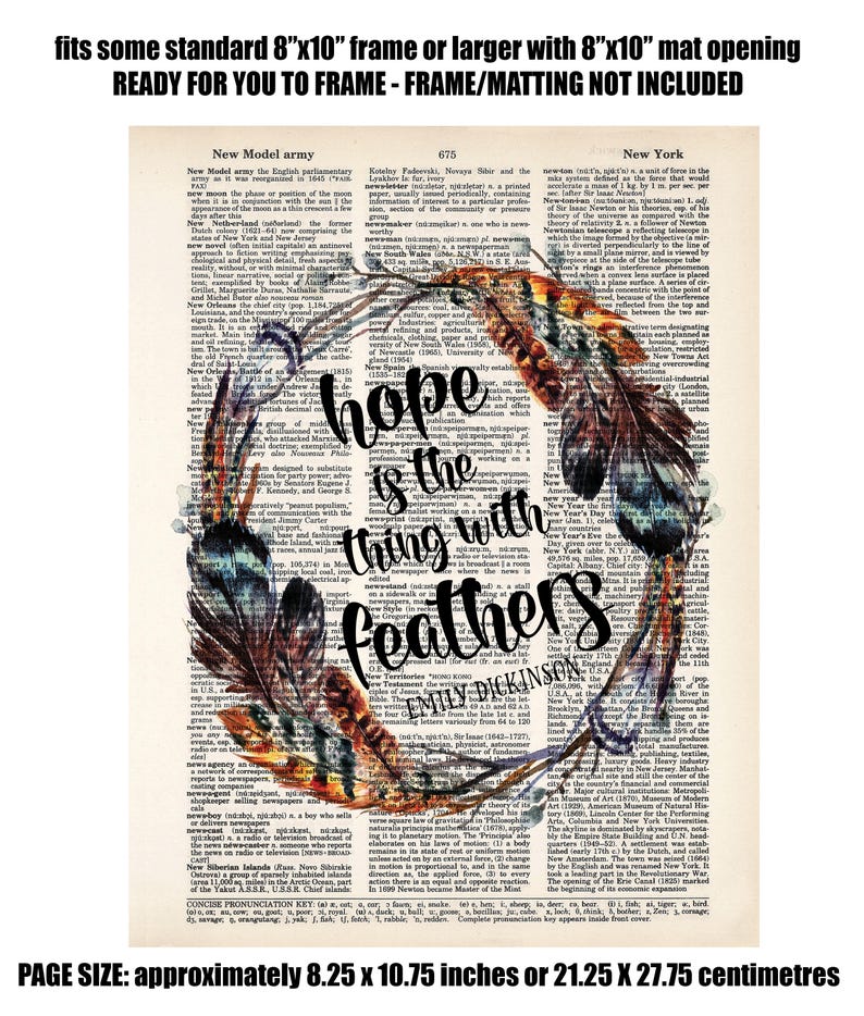 Emily Dickinson Quote Hope is the Thing With Feathers - Etsy