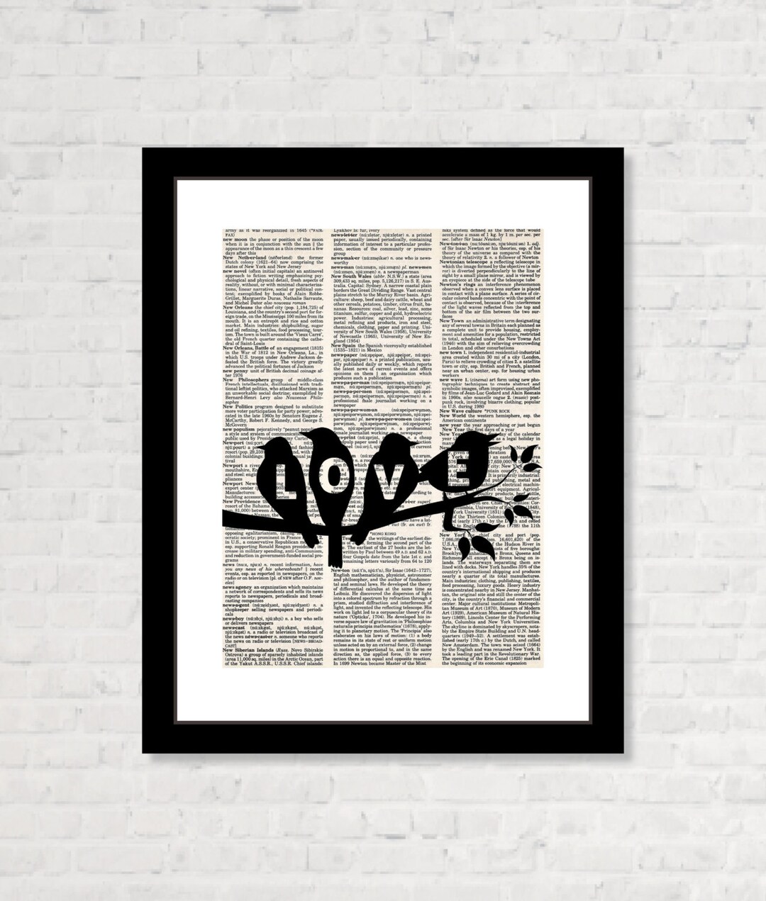 Love Birds -dictionary Art Print Poster - Anniversary Gift, Guest Book ...