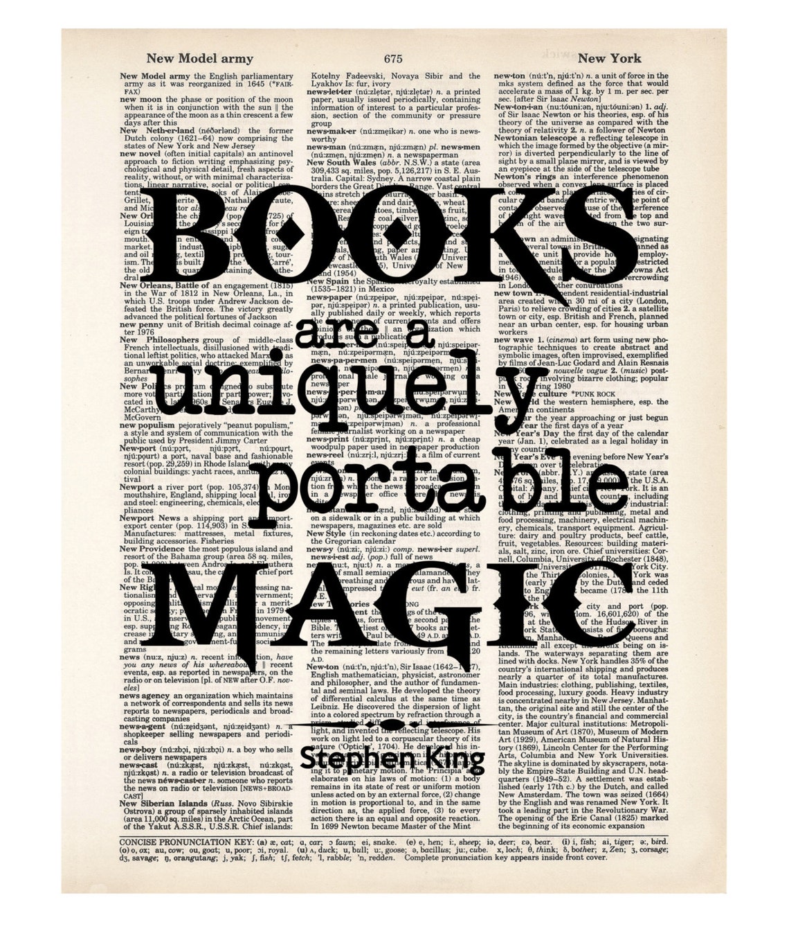 Books Are A Uniquely Portable Magic Stephen King Quote - Etsy Canada