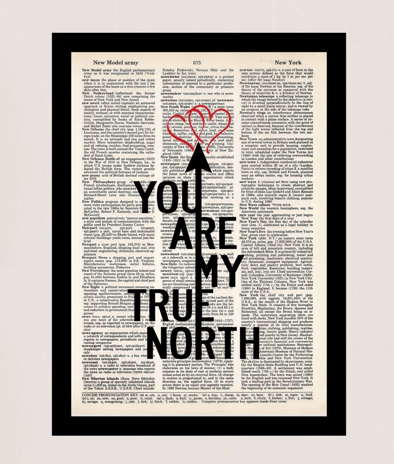 You Are My True North - Intertwined Hearts - Engagement Gift - Wedding ...