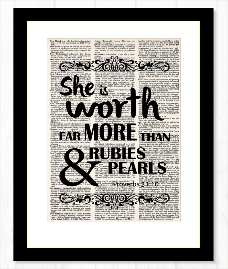 She Is Worth Far More Than Rubies And Pearls Proverbs 31 10 Etsy