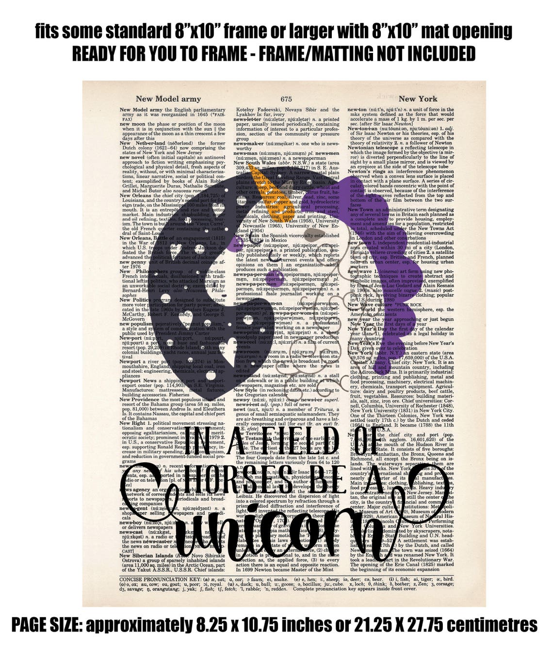 Unicorn Print - in a Field of Horses Be a Unicorn - Boho Decor, Modern ...