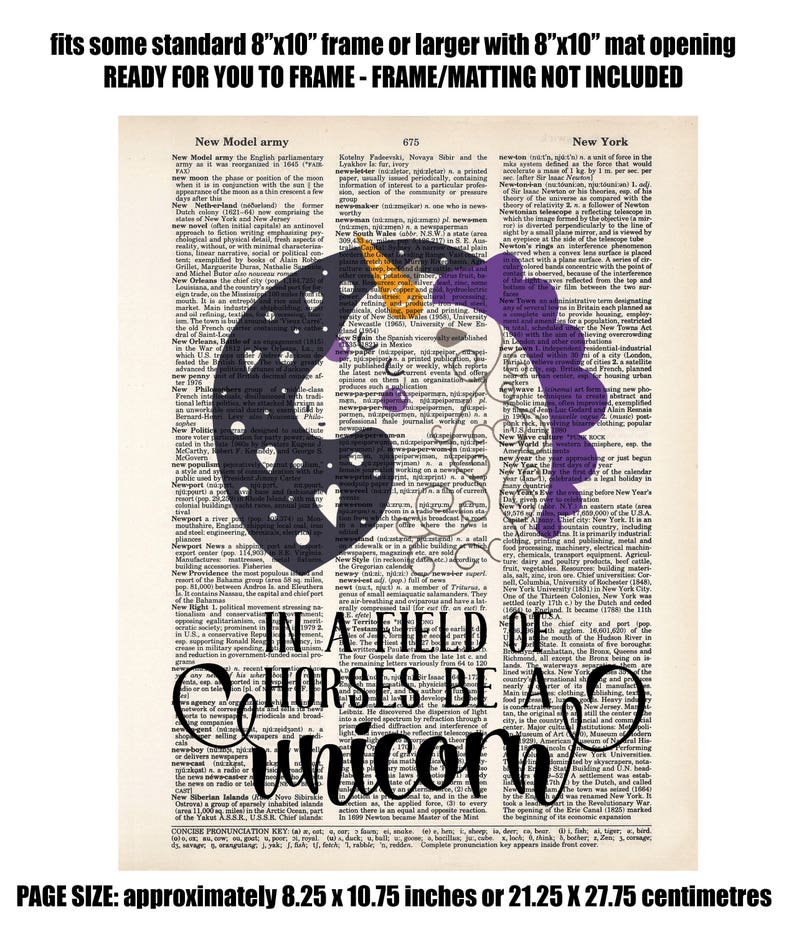 Unicorn Print - in a Field of Horses Be a Unicorn - Boho Decor, Modern ...