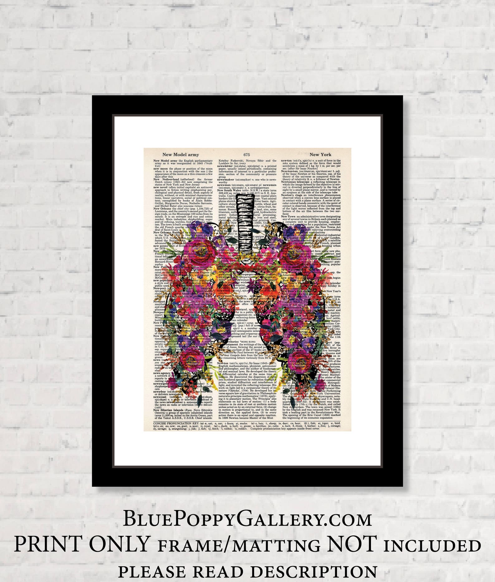 Lungs With Flowers - Dictionary Print - Vintage Lung Etching With ...