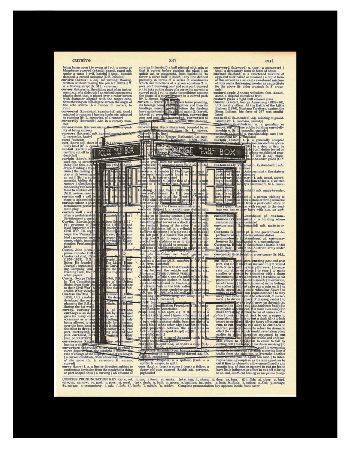 English Police Call Box Dictionary Page Art Print Poster | Etsy