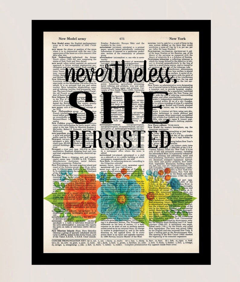 Nevertheless She Persisted Elizabeth Warren Quote Womens | Etsy