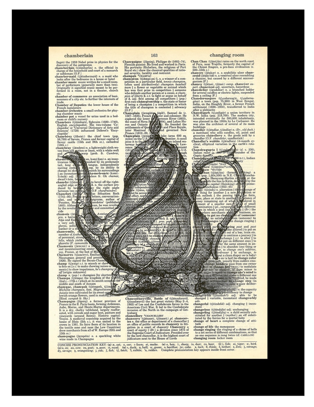 Victorian Tea Pot Vintage Etching - Dictionary Page Art - Etsy