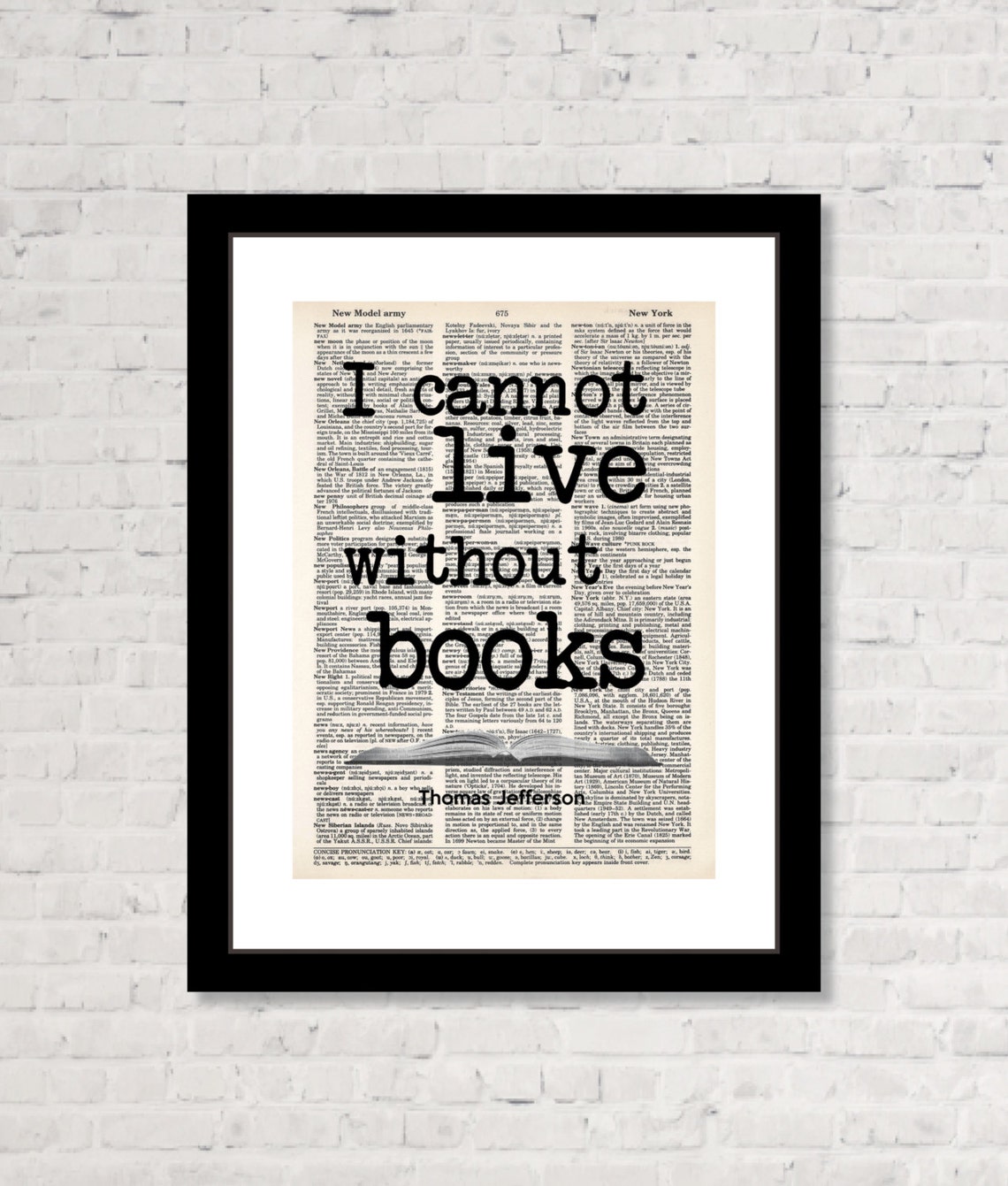 I Cannot Live Without Books Thomas Jefferson Quote Book | Etsy