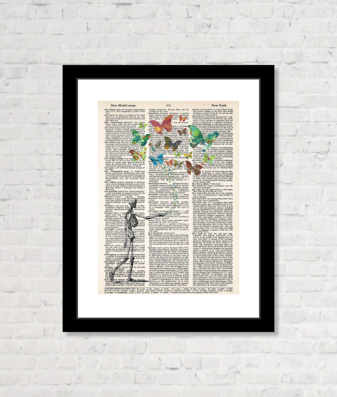 Anatomy Art Print - Walking Skeleton With Butterfly Swarm - Circle of ...