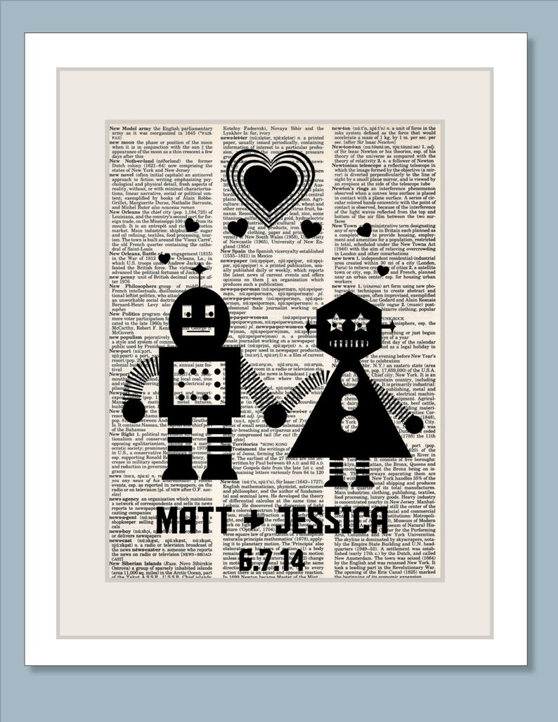 Personalized Robot Couple With Name and Date Wedding Shower - Etsy