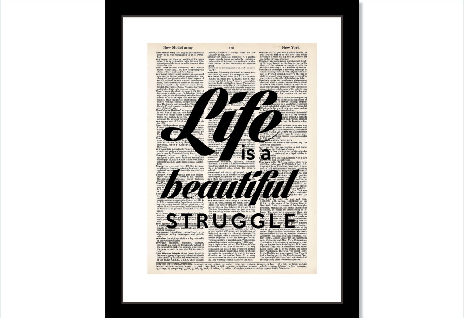 Life is a Beautiful Struggle - Inspirational Quote - Dictionary Page ...