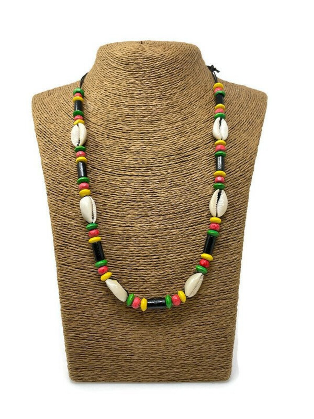 Black Puka Shell Necklace - Handmade Rasta Necklace - Rasta Puka ...
