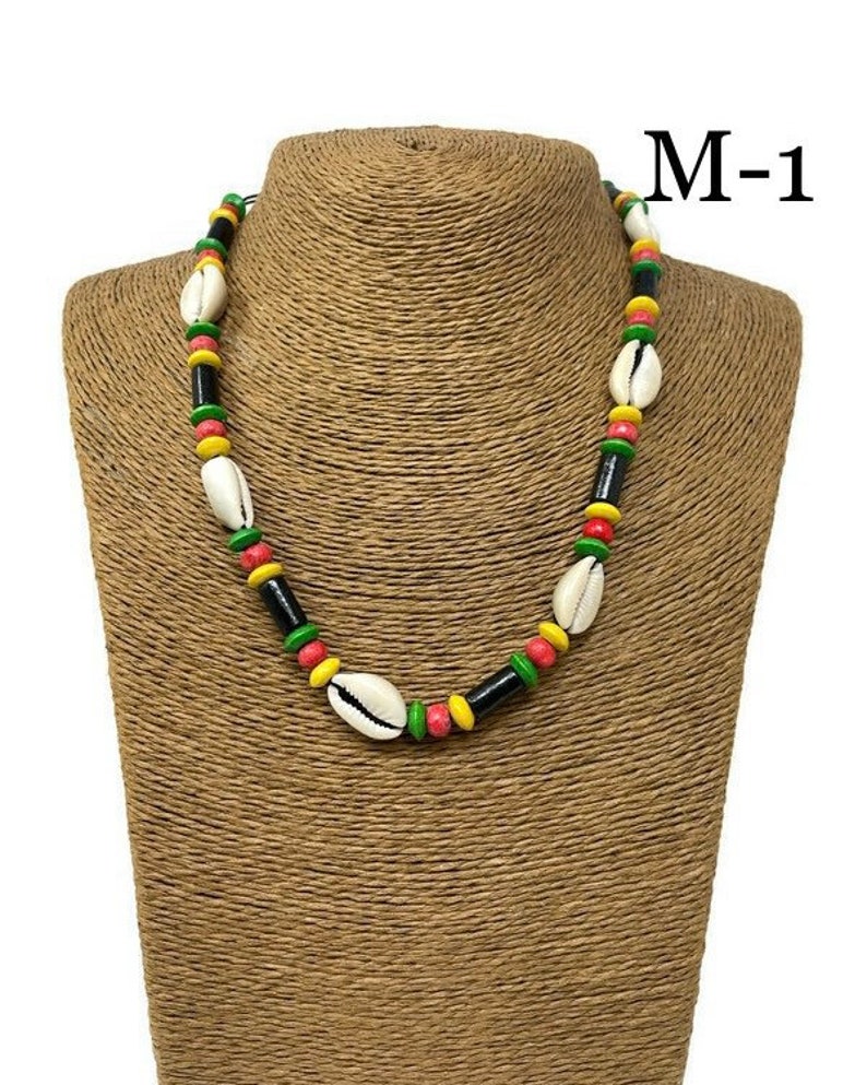 Black Puka Shell Necklace Handmade Rasta Necklace Rasta - Etsy